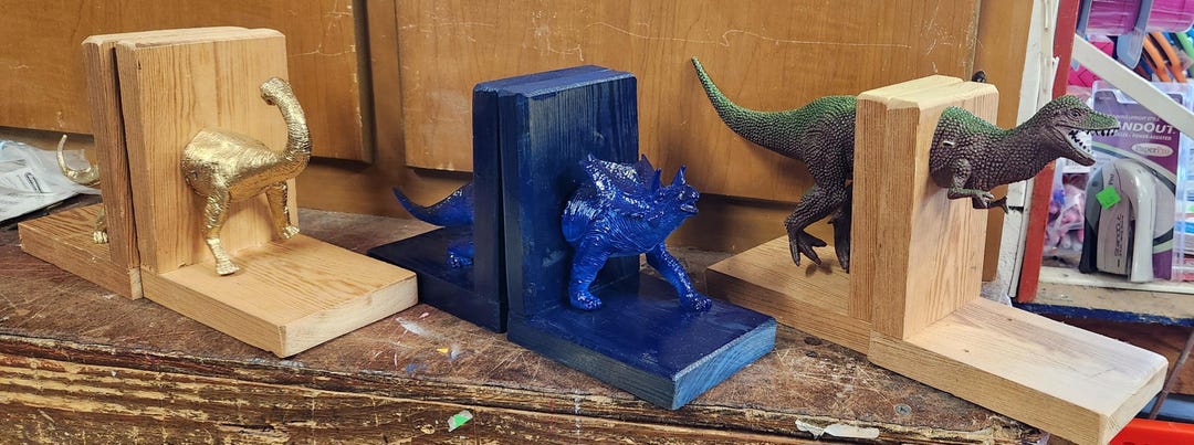 Dinosaur Bookends - Etsy