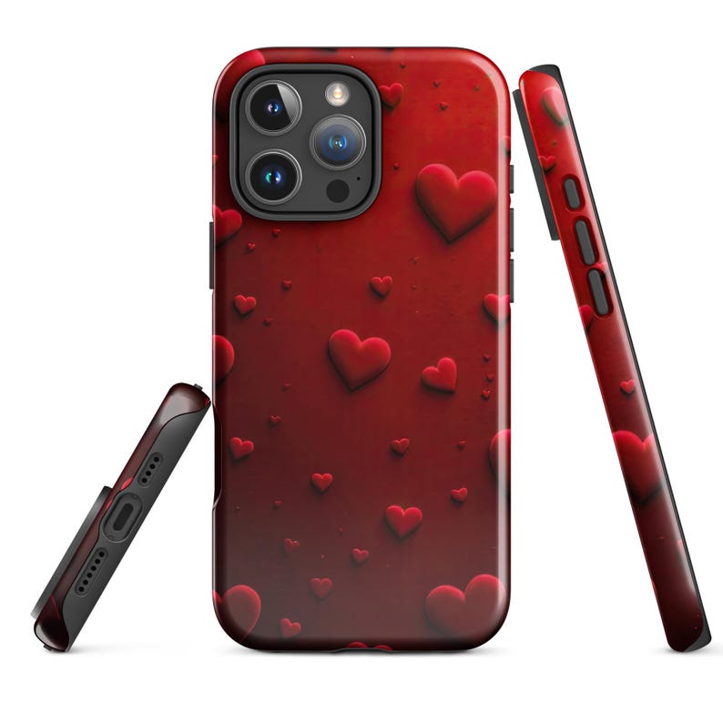 Red Hearts Phone Case: Romantic Valentine's Day Design - Etsy