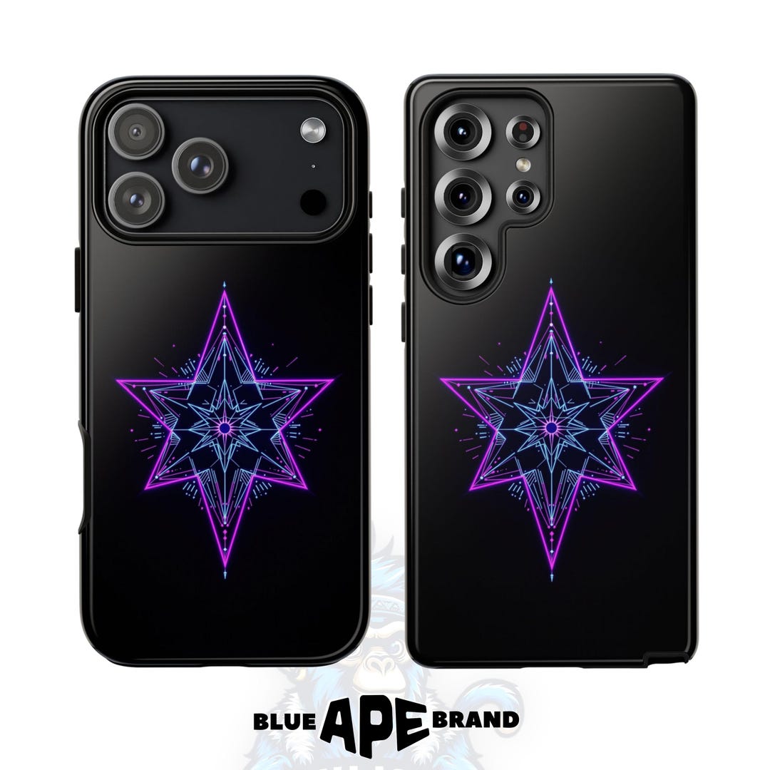 Neon Star Nexus Phone Case: Futuristic Geometric Design, iPhone ...