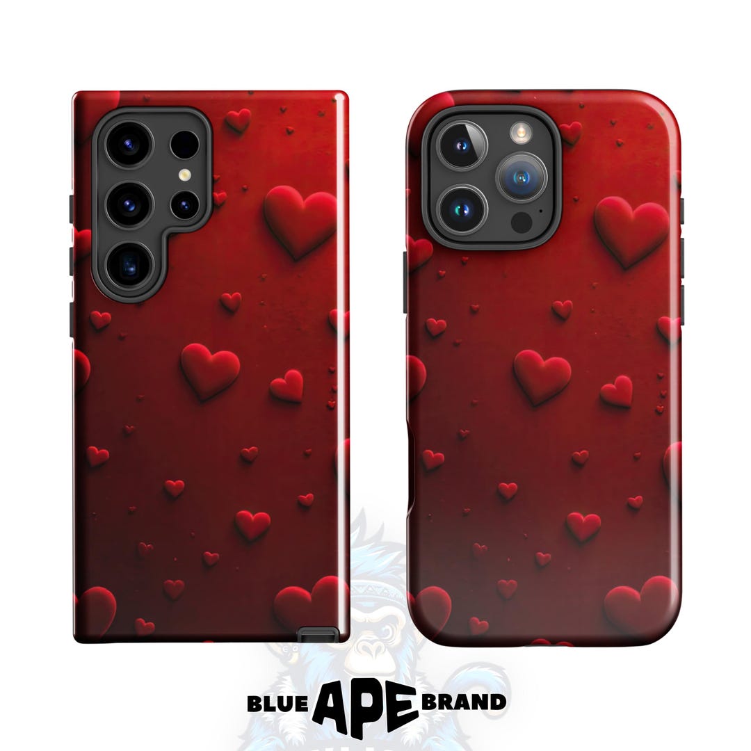 Red Hearts Phone Case: Romantic Valentine's Day Design - Etsy