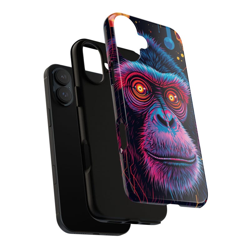 Cyberpunk Monkey Phone Case: Neon Primate Tech Art for iPhone & Galaxy ...