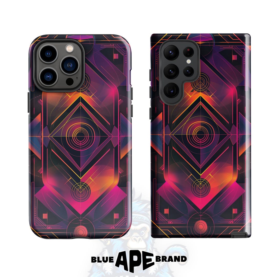 Prismatic Geometry Abstract Phone Case | Futuristic Neon Art for iPhone ...