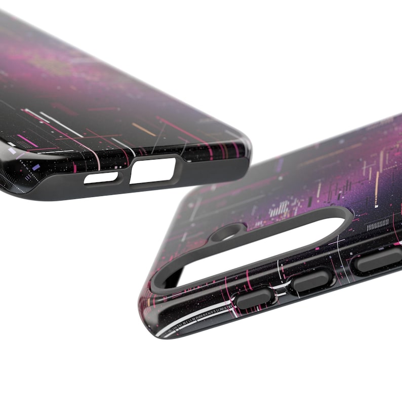 Cyberpunk Matrix Phone Case: Neon Circuit Grid, Futuristic Tech Art - Etsy