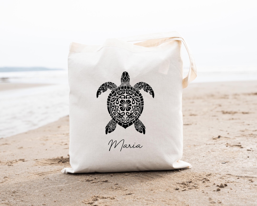 Personalized Sea Turtle Tote Bag, Tribal Turtle Totebag, Animal Lover ...