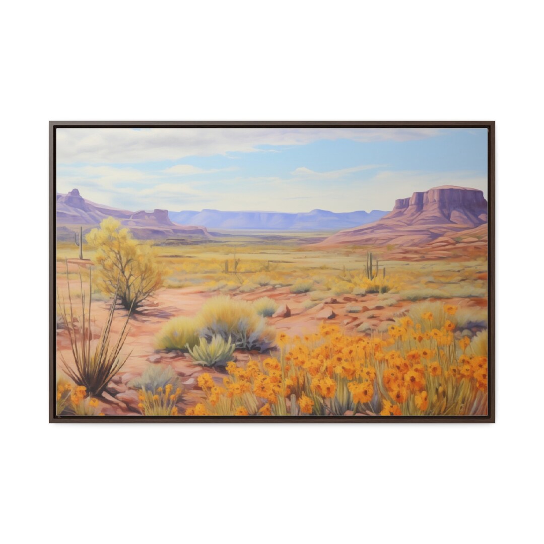 Arizona Desert Frame Art, Vintage Art, Desert Frame, Oil Painting Print ...