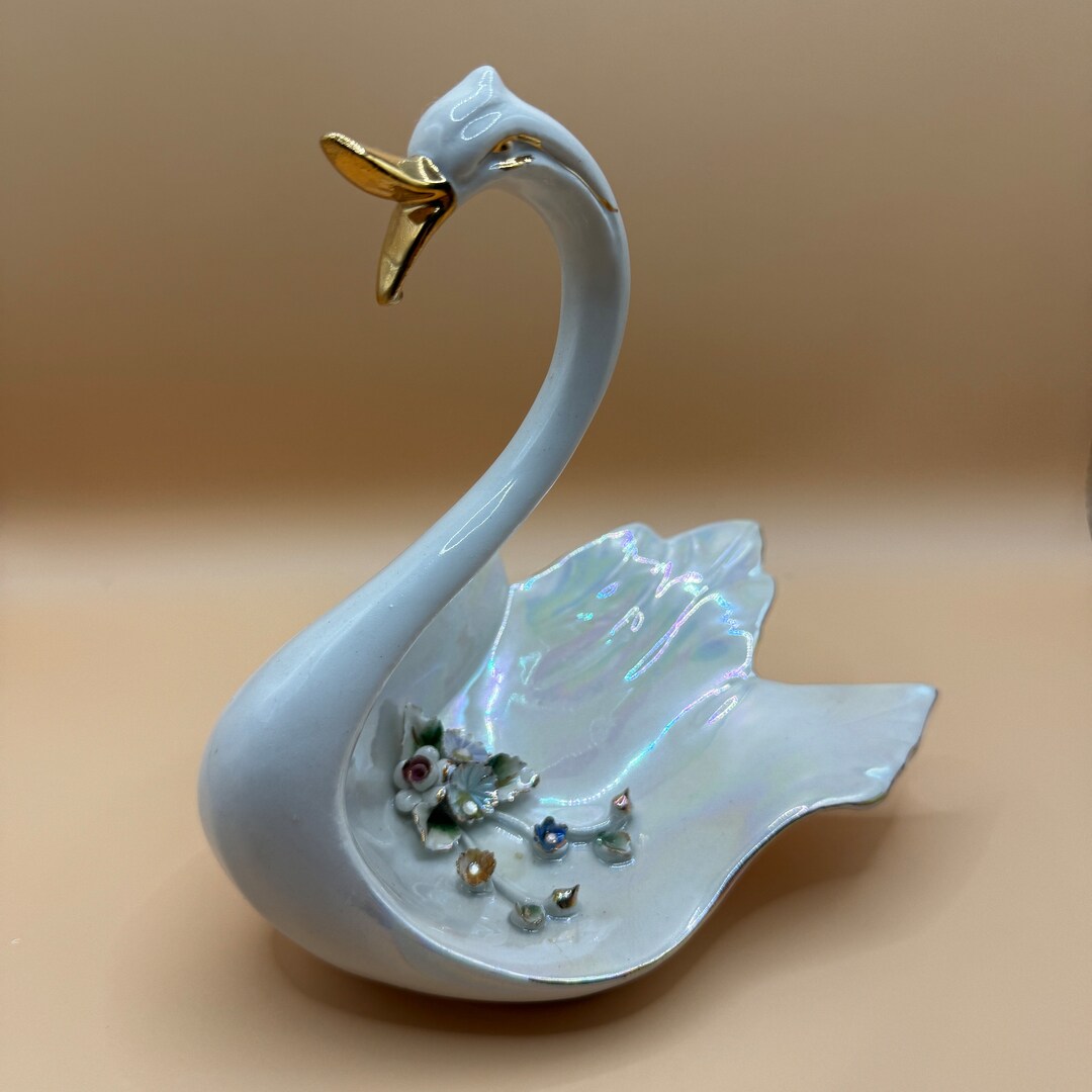 Vintage Rare Porcelain Capodimonte Swan Jewellery/trinket Dish or ...