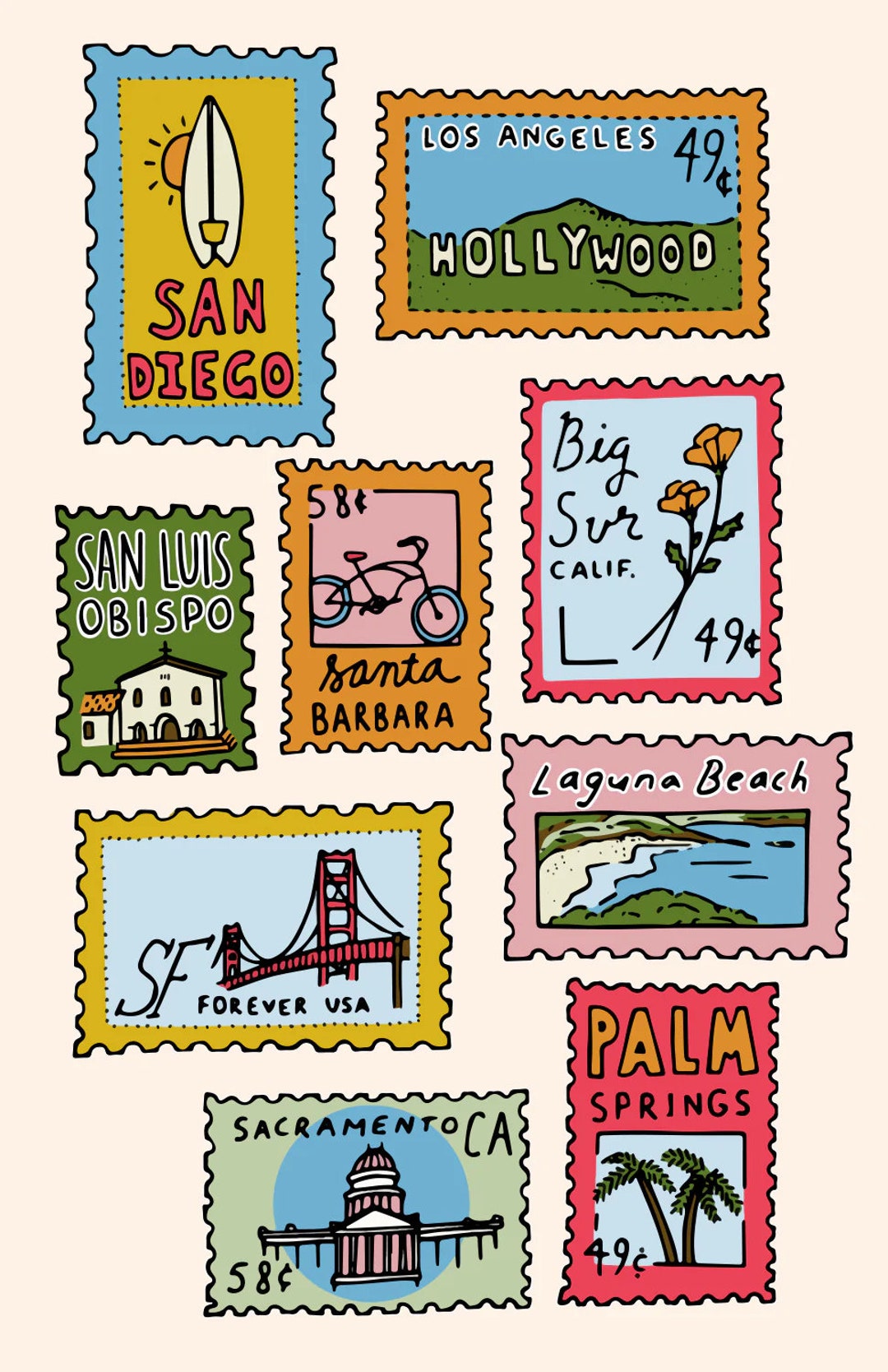 California Stamps - Etsy