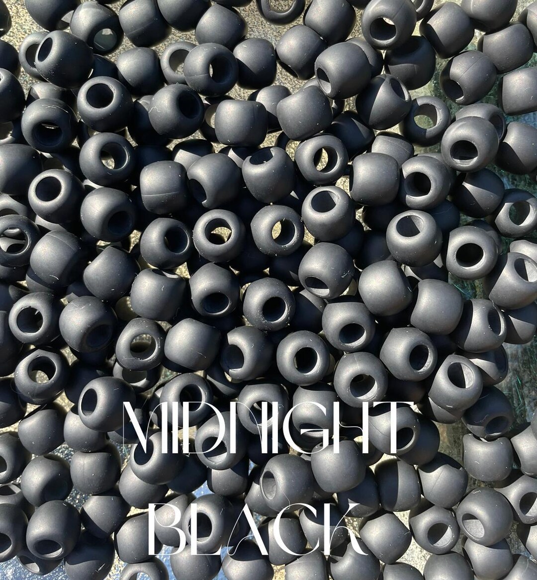 Black Rubber Hair Beads, Customisable Non-toxic Soft Hair Jewellery for ...