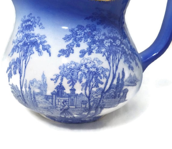 Cottagecore Blue & White Pitcher Embossed Corn Pattern Vintage Pitcher ...