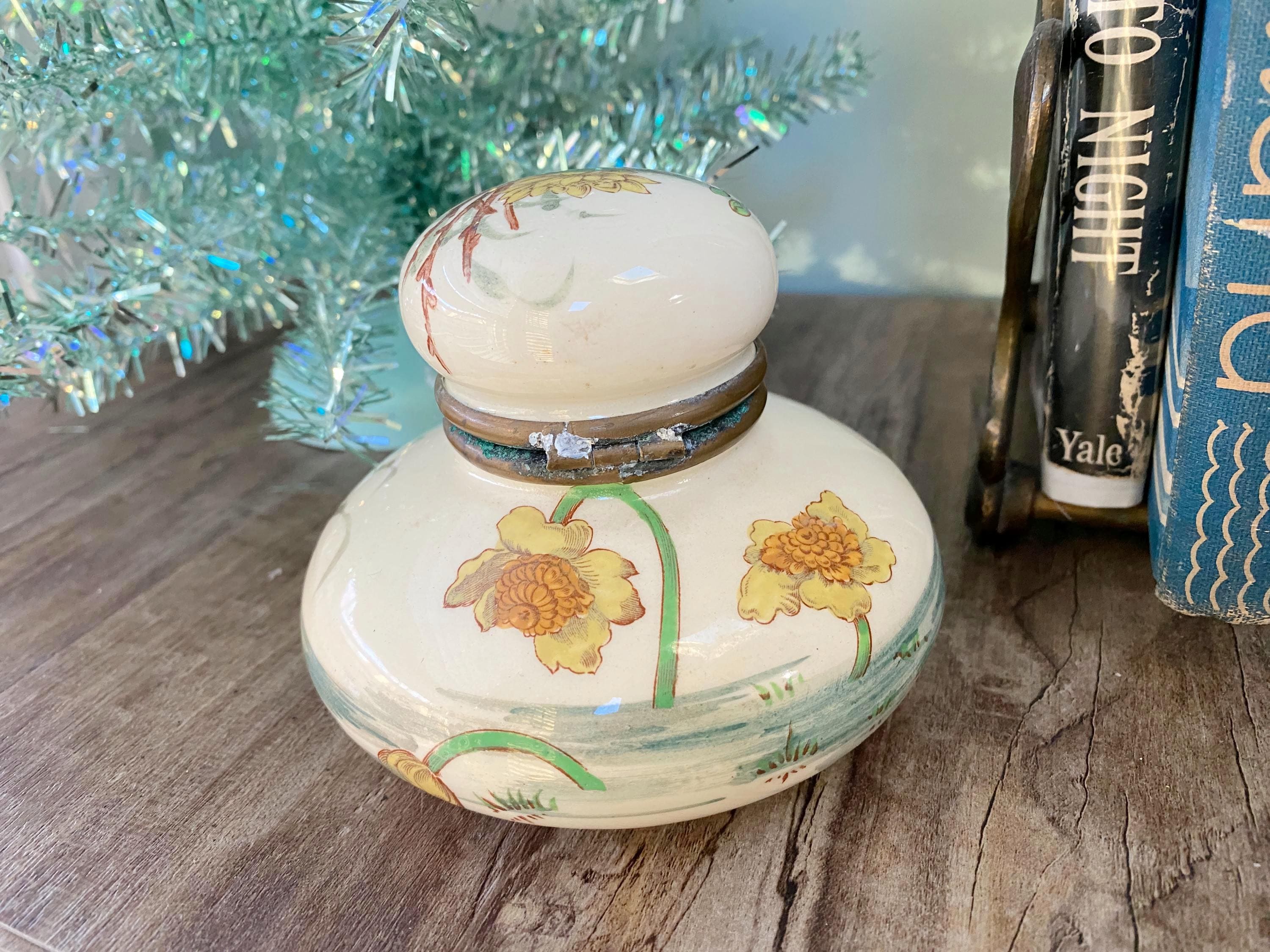 Antique French Ceramic Inkwell With a Pond Scene by George Dreyfus ...