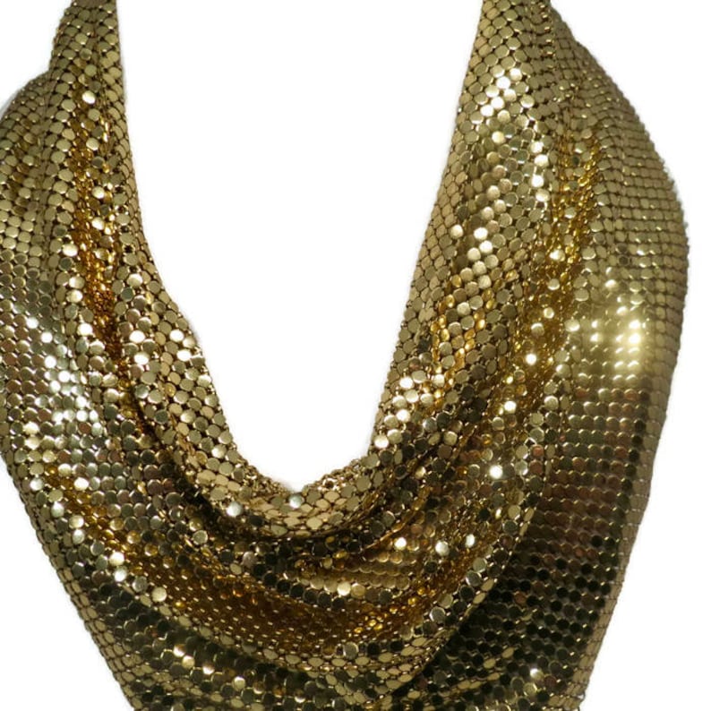 Vintage Whiting & Davis Gold Metal Mesh Scarf Necklace - Etsy