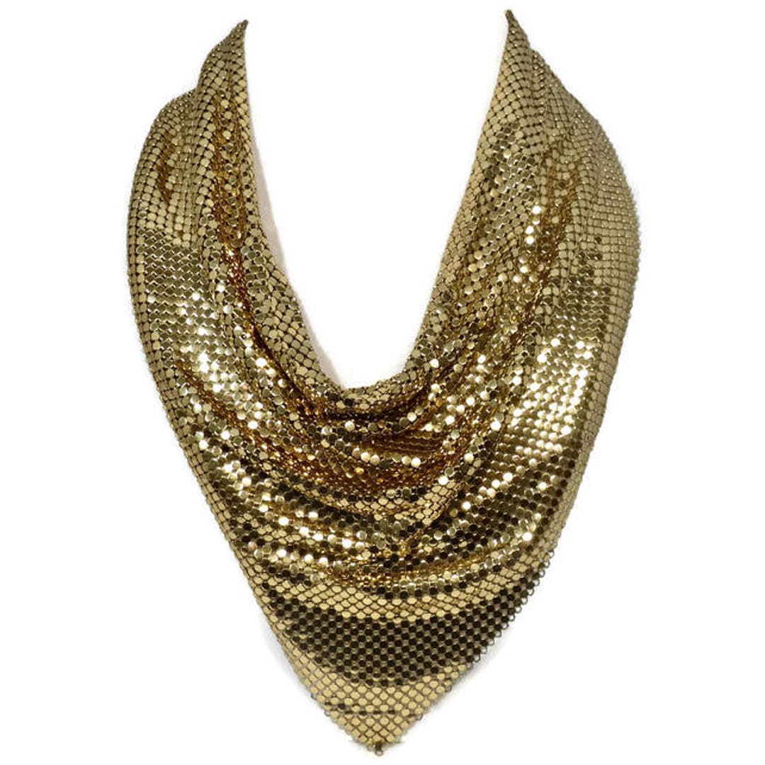 Vintage Whiting & Davis Gold Metal Mesh Scarf Necklace - Etsy