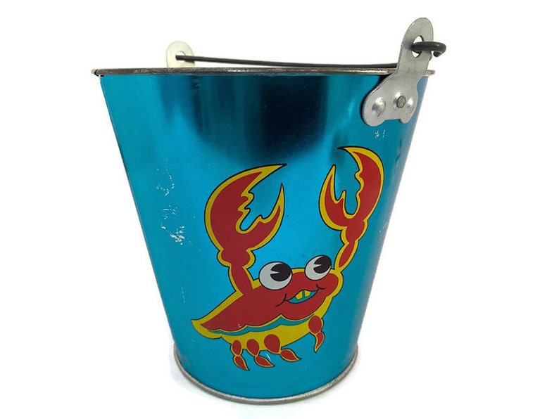 Vintage Tin Litho Beach Pail Toy by Ohio Art With Crab, Fish, and ...