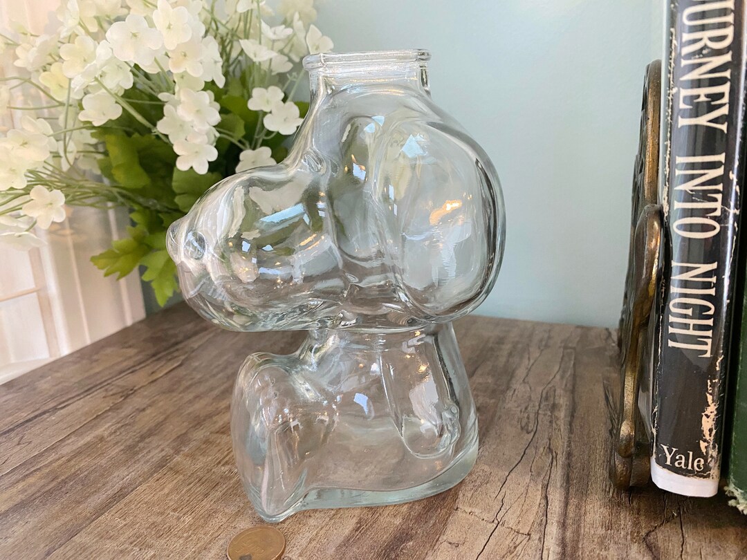 Vintage 1970s Snoopy Glass Bank by Anchor Hocking - Etsy
