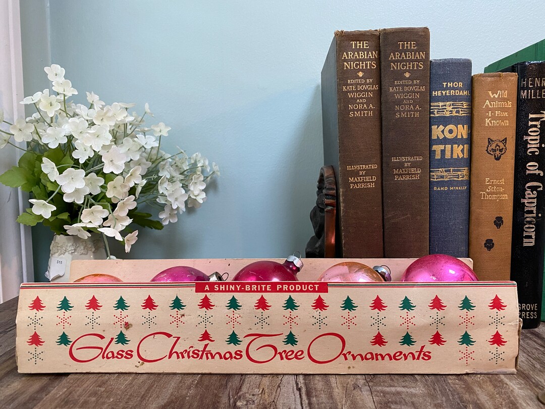 Midcentury Shiny-brite Display Carton With 5 Pink Ornaments - Etsy
