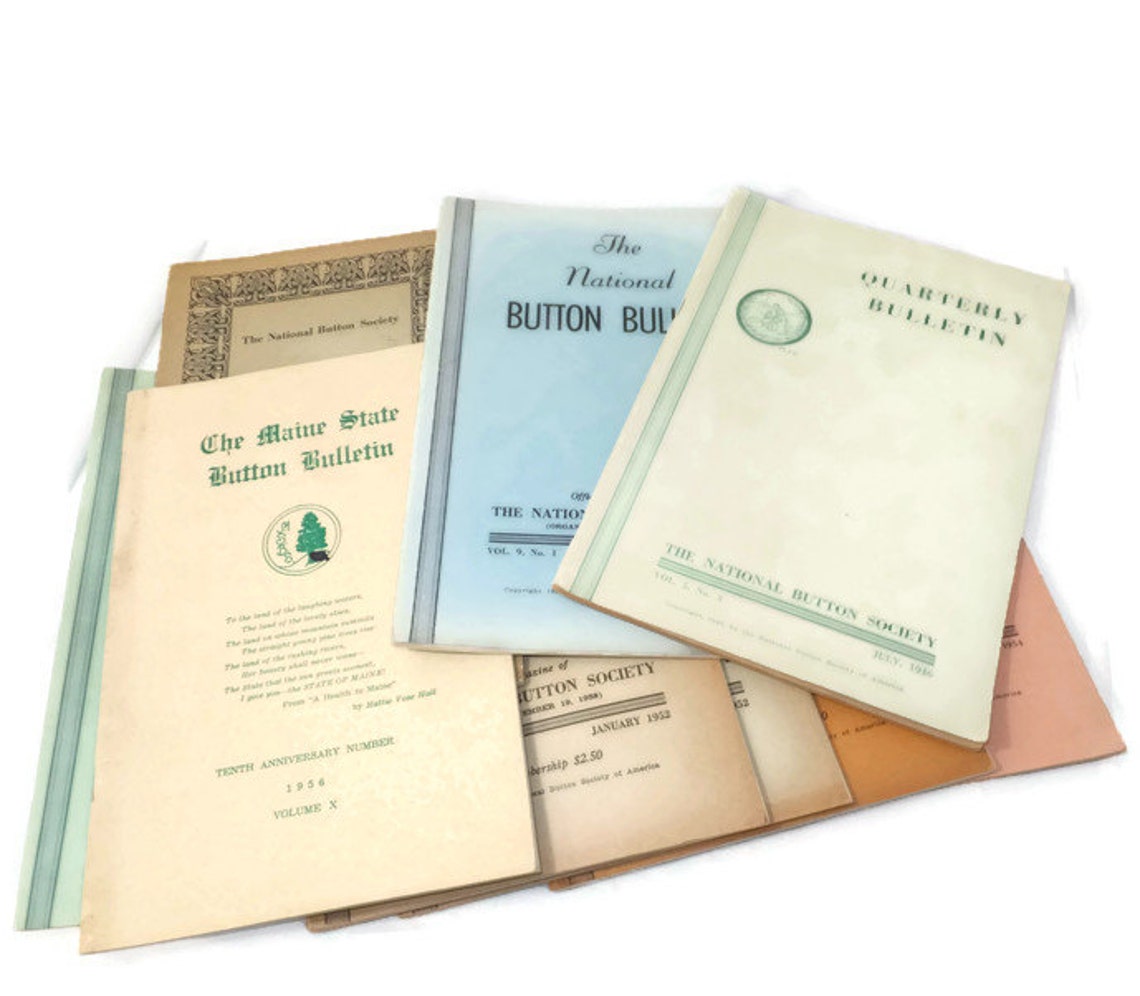 Vintage National Button Society Bulletins, 1940s and 1950s, Maine State ...