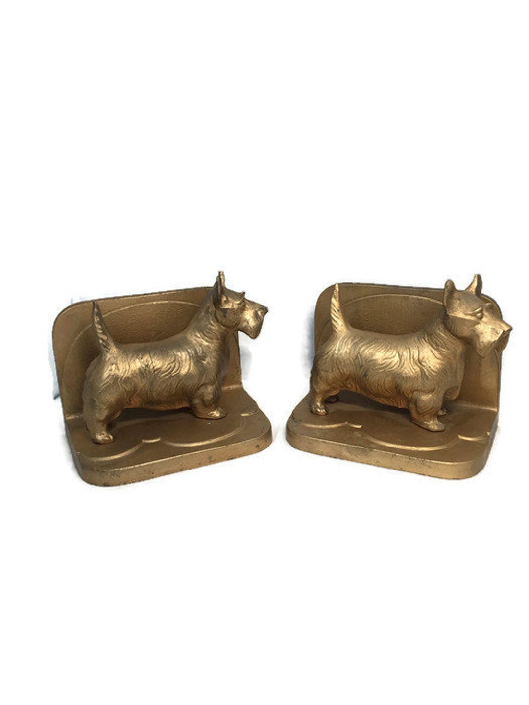 Vintage Cast Metal Scottie Dog Bookends, Terrier Bookshelf Display ...