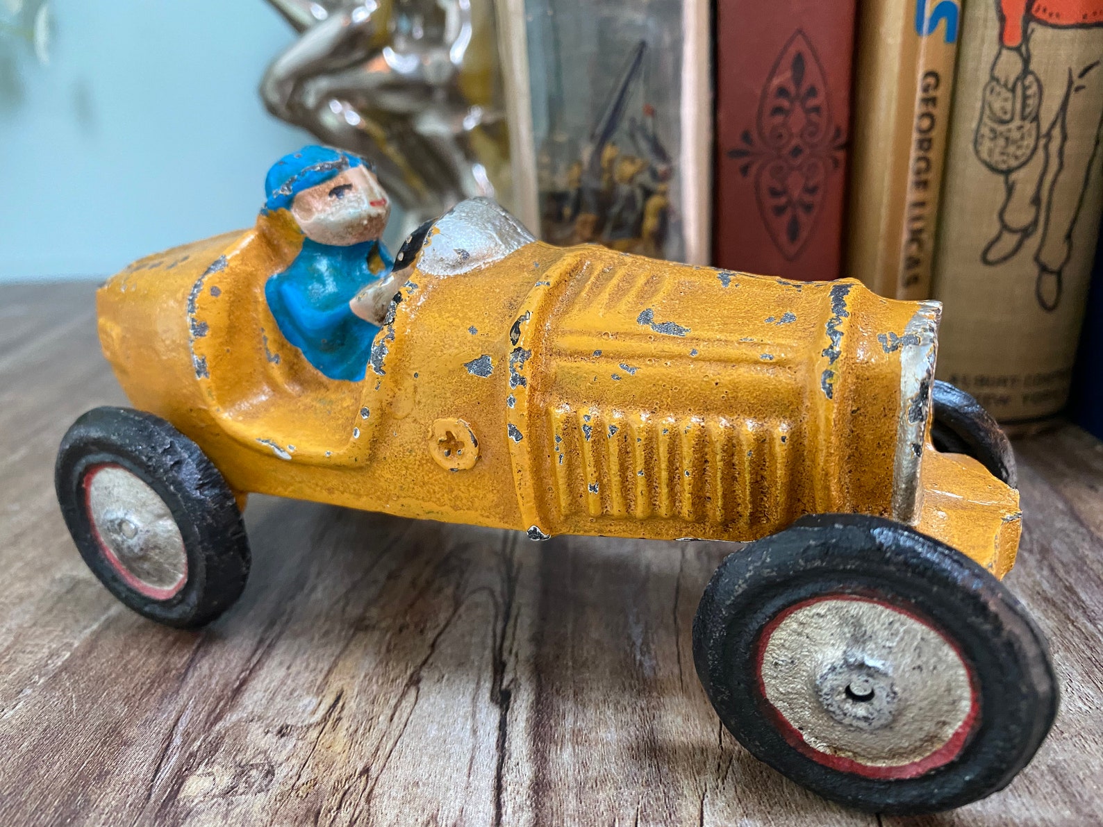 Vintage Cast Iron Race Car With Driver | Etsy