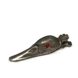 Antique Duck Clip, Desk Paper Clip, Ornate Cast Metal, Glass Eye, Desk ...