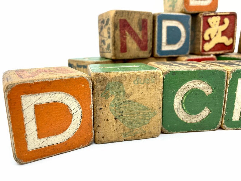 Vintage Wooden Toy Blocks - Etsy