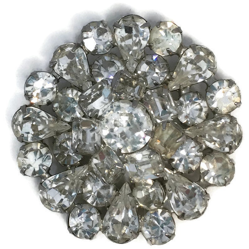 Vintage Weiss Rhinestone Brooch Pin Round Midcentury - Etsy