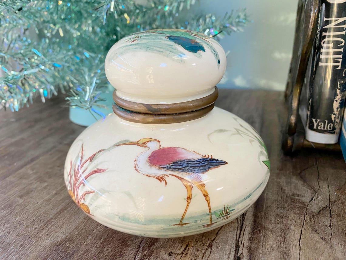 Antique French Ceramic Inkwell With a Pond Scene by George Dreyfus ...