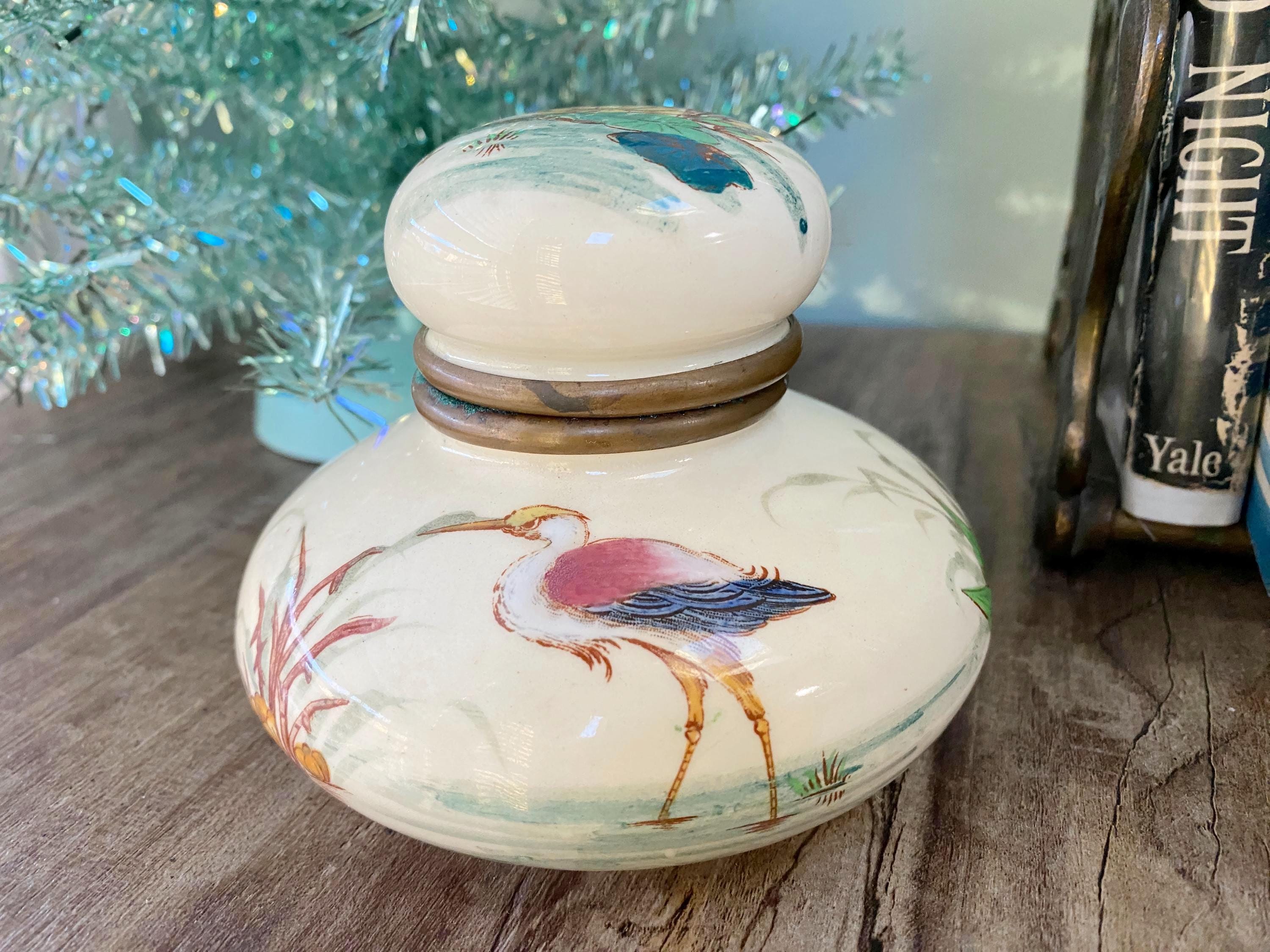 Antique French Ceramic Inkwell With a Pond Scene by George Dreyfus ...