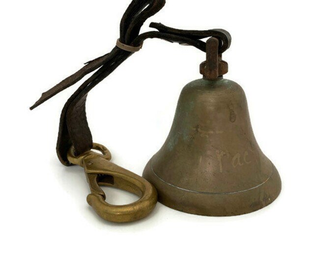 Vintage Cow Bell With Leather Strap and Brass Clip - Etsy