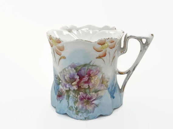 Antique Shaving Mug Divided Porcelain Scuttle Floral Barber - Etsy