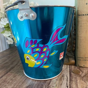 Vintage Tin Litho Beach Pail Toy by Ohio Art With Crab, Fish, and ...