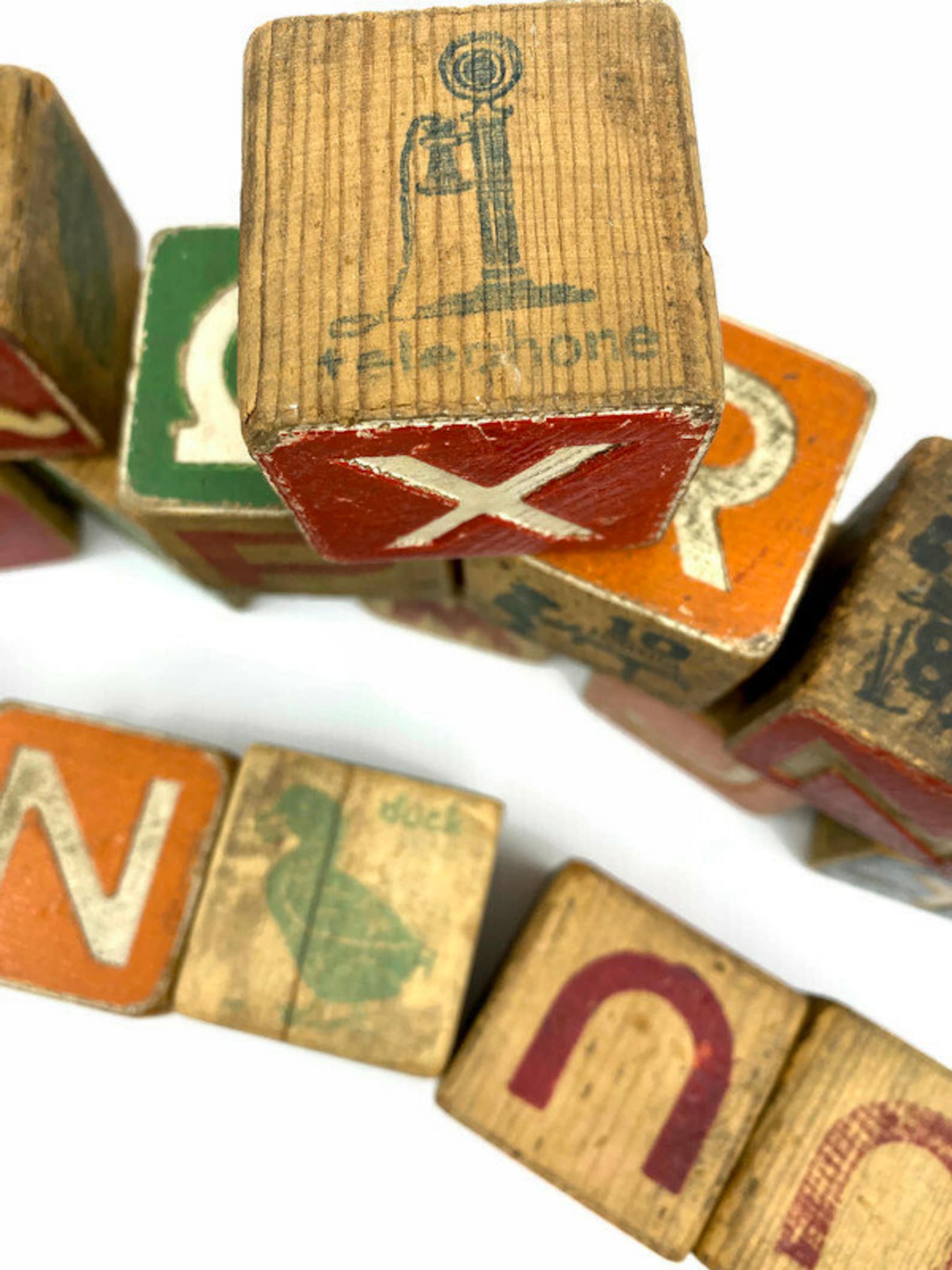 Vintage Wooden Toy Blocks | Etsy