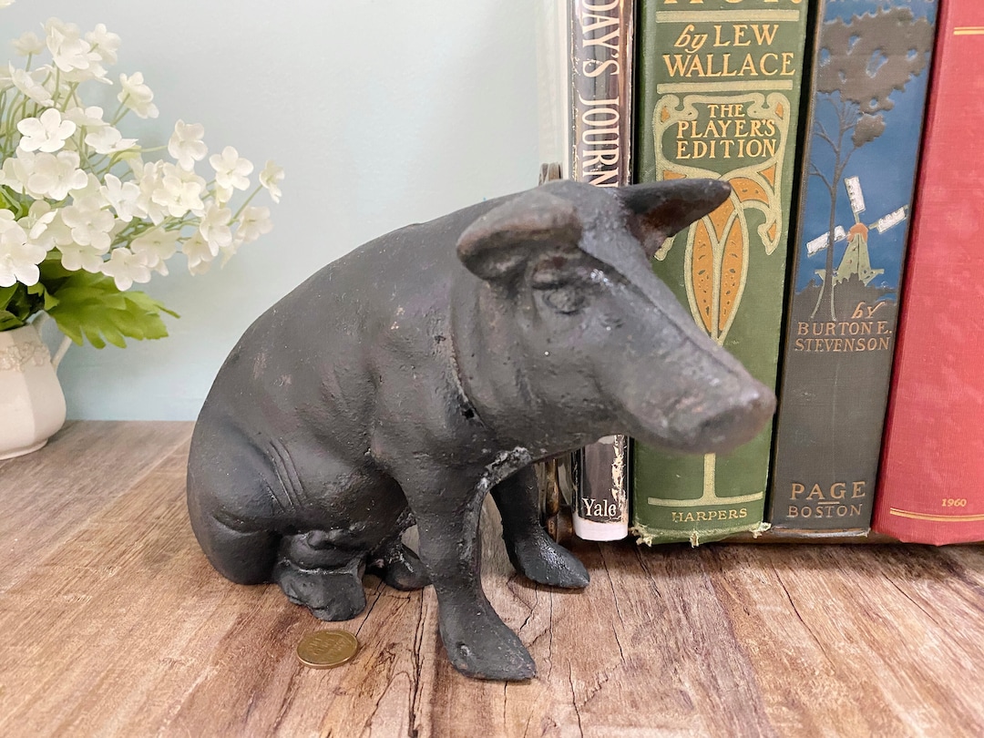 Vintage Cast Iron Pig Bank Heavy Doorstop or Animal Figurine - Etsy