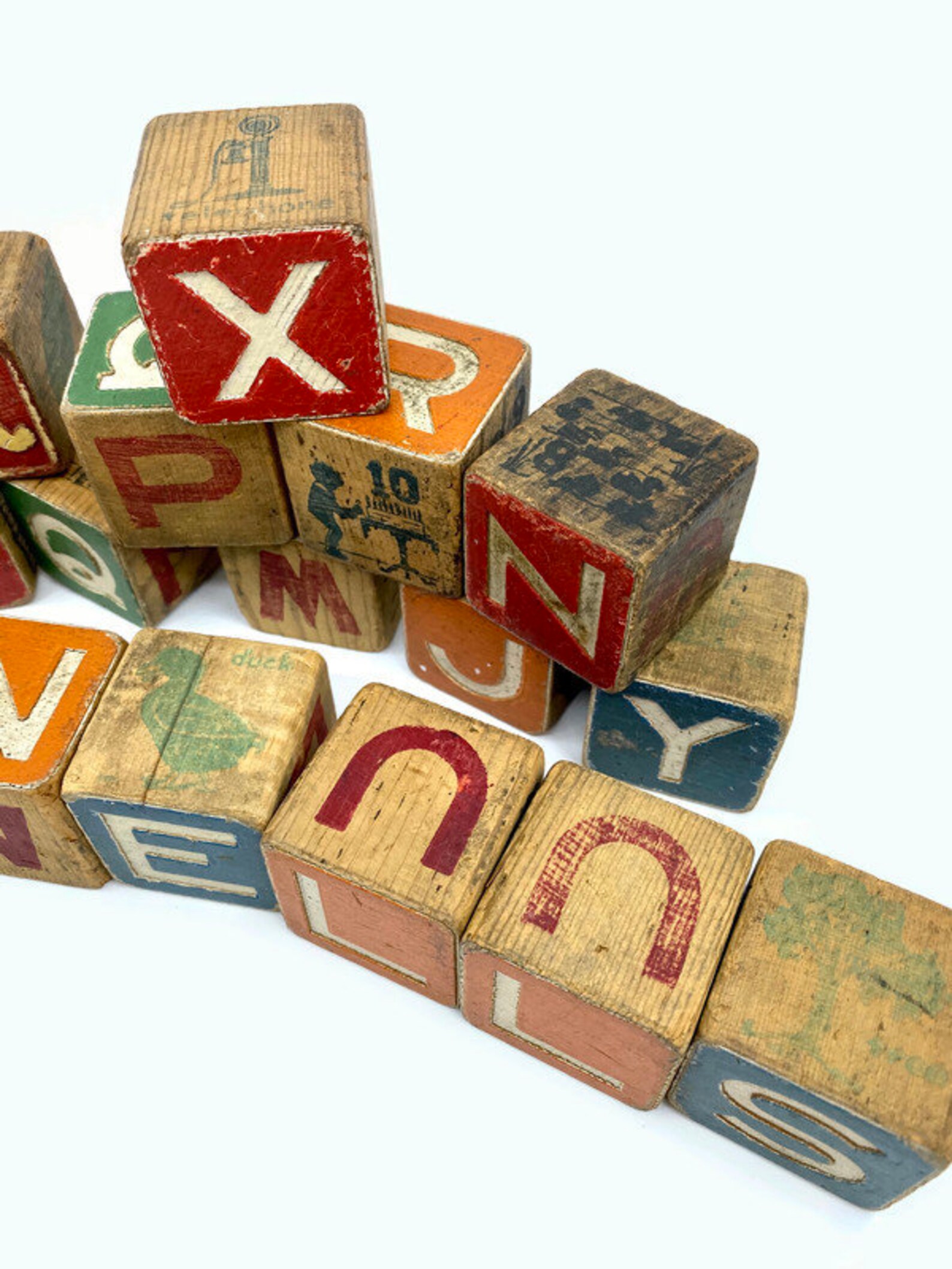 Vintage Wooden Toy Blocks | Etsy