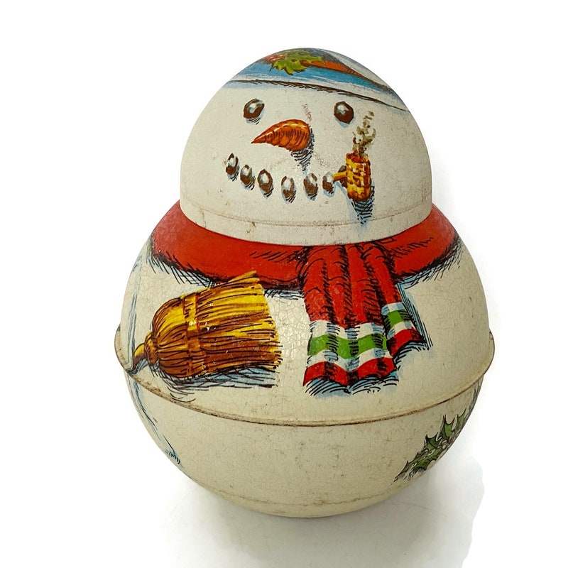 Roly Poly Tin Snowman - Etsy