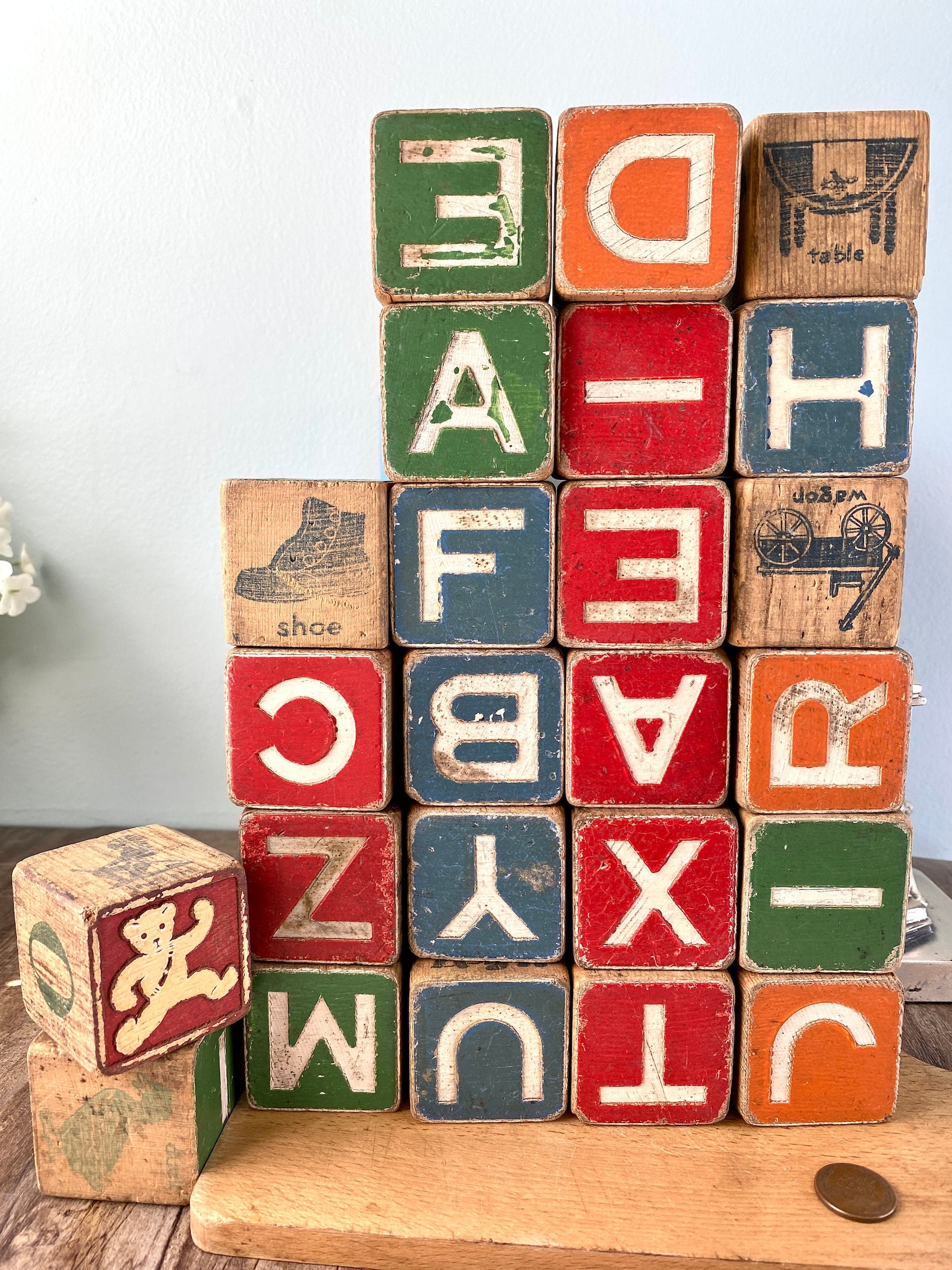 Vintage Wooden Toy Blocks | Etsy