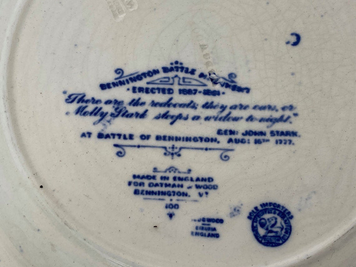 Antique Wedgwood Battle of Bennington Souvenir Plate - Etsy