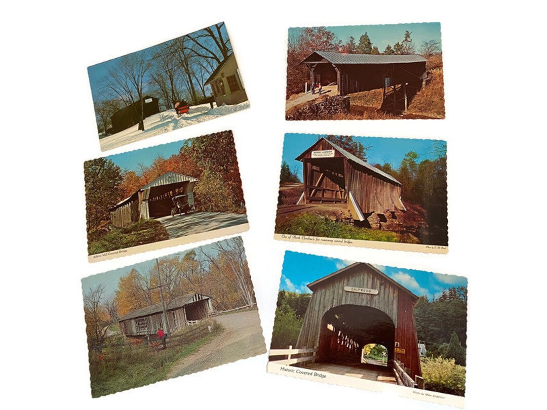 Vintage Covered Bridges Postcards Six Post Cards, All Unwritten - Etsy