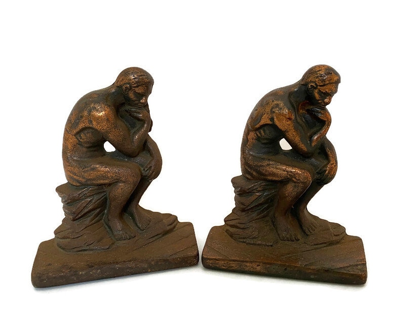 Vintage "the Thinker" Bookends, Cast Metal Rodin Replica - Etsy