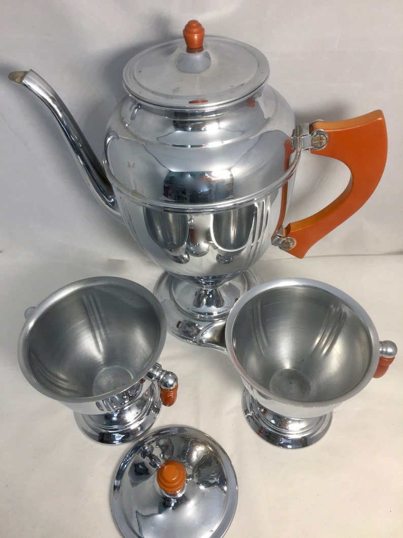 Vintage Chrome and Bakelite Coffee Serving Set Stainless | Etsy