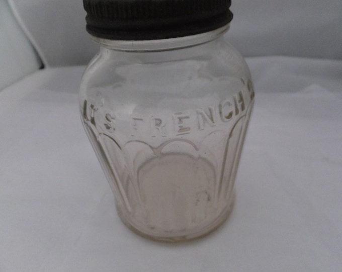 French's Mustard Glass Jar - Antique Glass Jar With Lid, Hazel Atlas ...