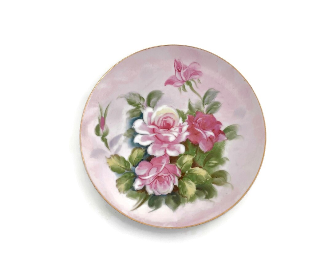 Vintage Floral Hand Painted Plate by Lefton - Etsy