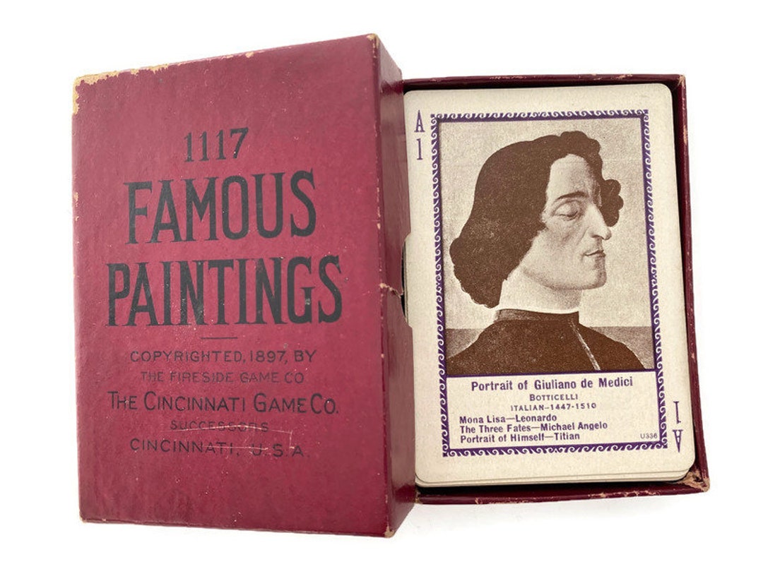 Antique Card Game Famous Paintings Complete Set With Original Box and ...