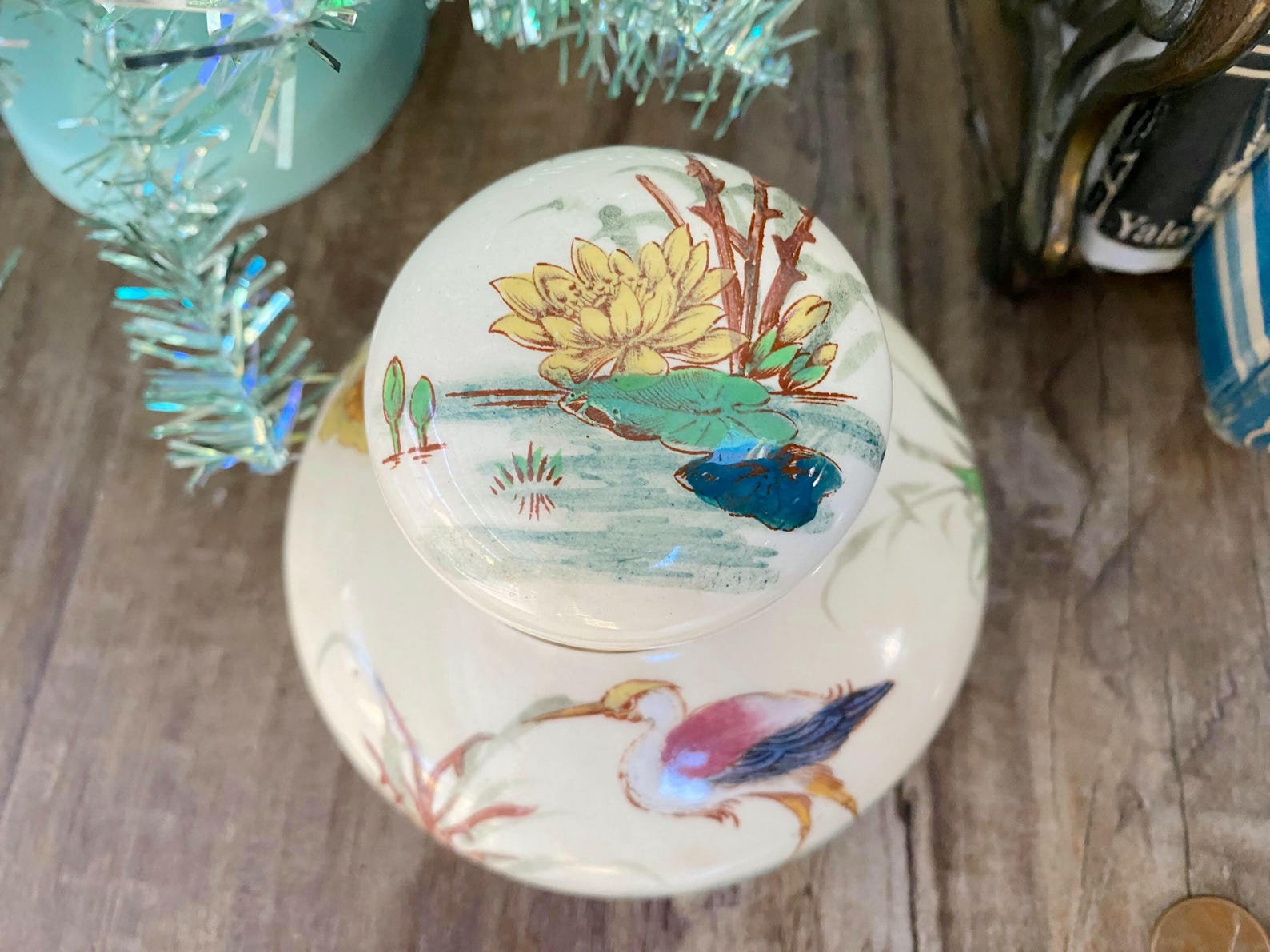 Antique French Ceramic Inkwell With a Pond Scene by George Dreyfus ...
