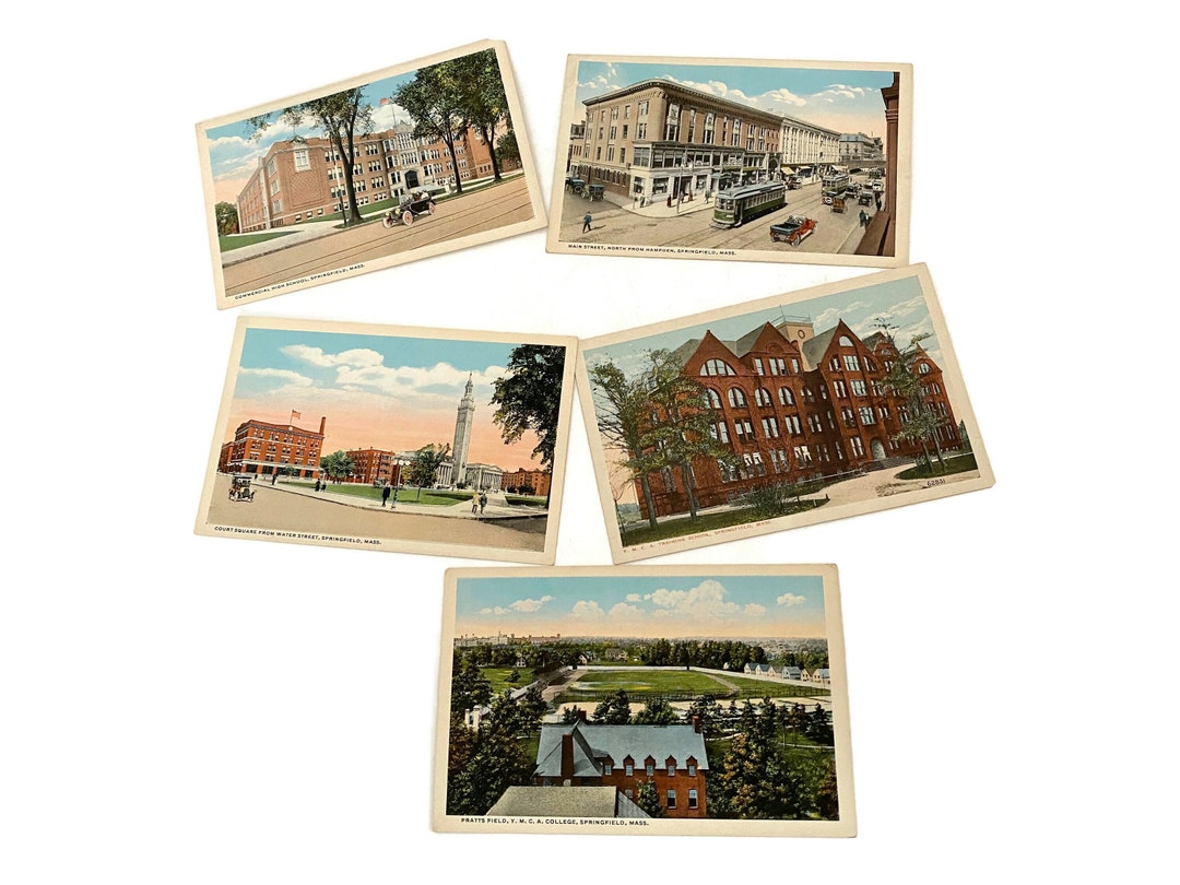 Antique Springfield Massachusetts Postcards Five Unwritten Postal Cards ...
