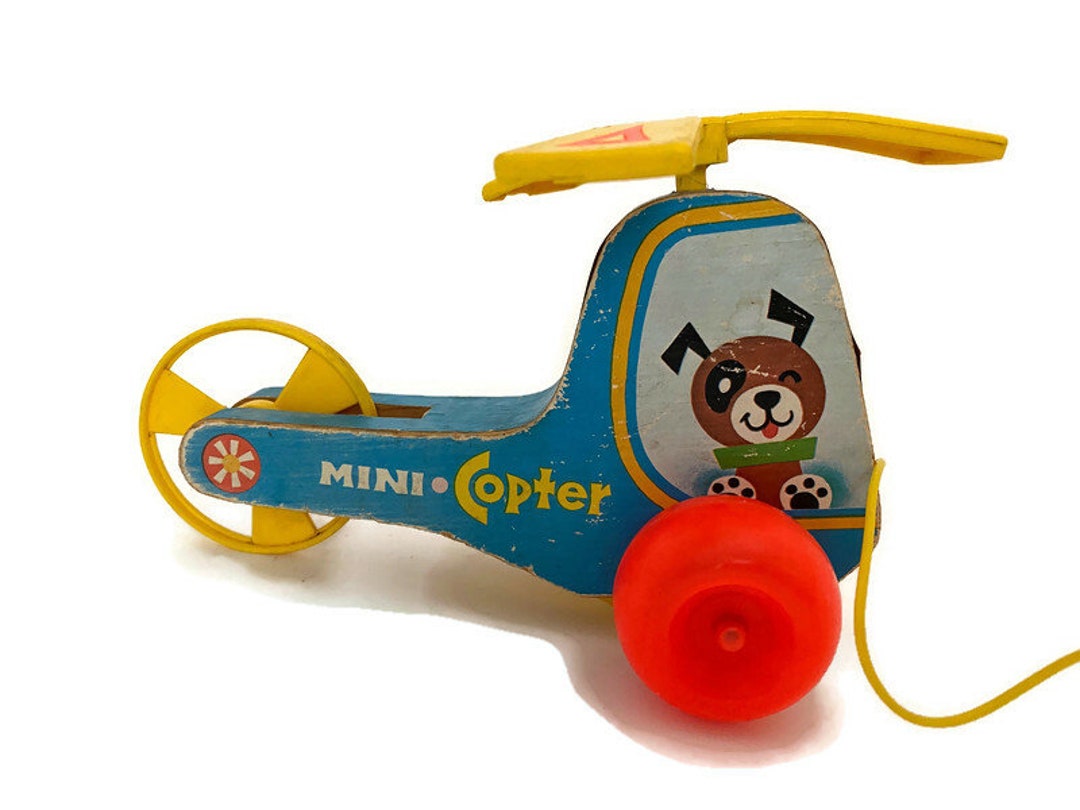 Vintage Fisher Price Mini Copter Wood Pull Toy - Etsy
