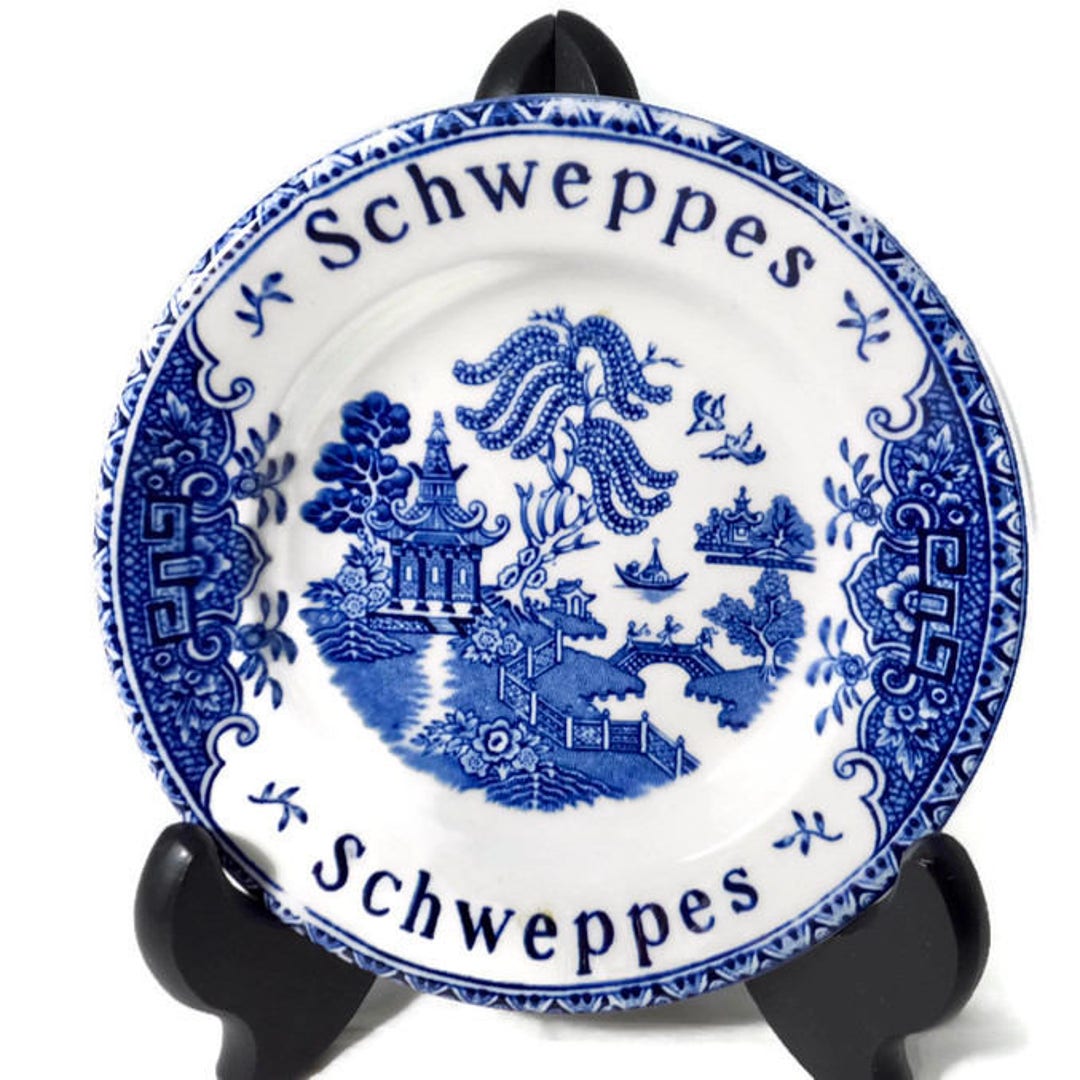 Vintage Wedgwood English Schweppes Coaster Blue and White Advertising ...