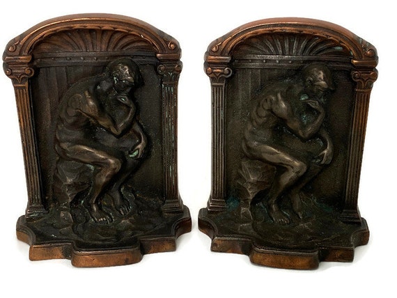 Antique the Thinker Bookends Rodin Sculpture Bookshelf | Etsy