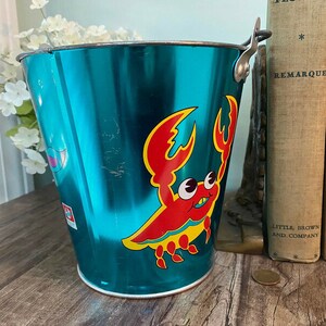 Vintage Tin Litho Beach Pail Toy by Ohio Art With Crab, Fish, and ...