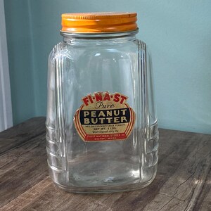 Vintage Glass Peanut Butter Jar, Art Deco, With Label for Finast Boston ...