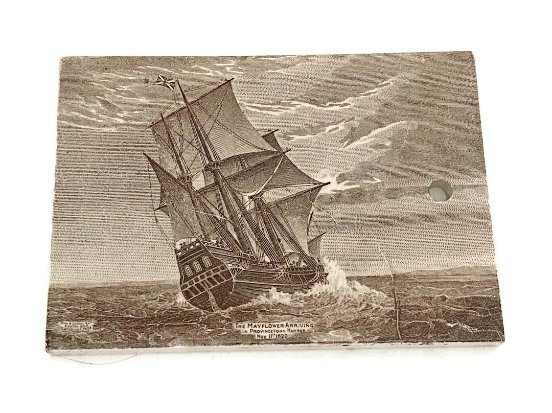 Antique Ceramic Calendar Tile - 1910 the Mayflower Arriving in ...